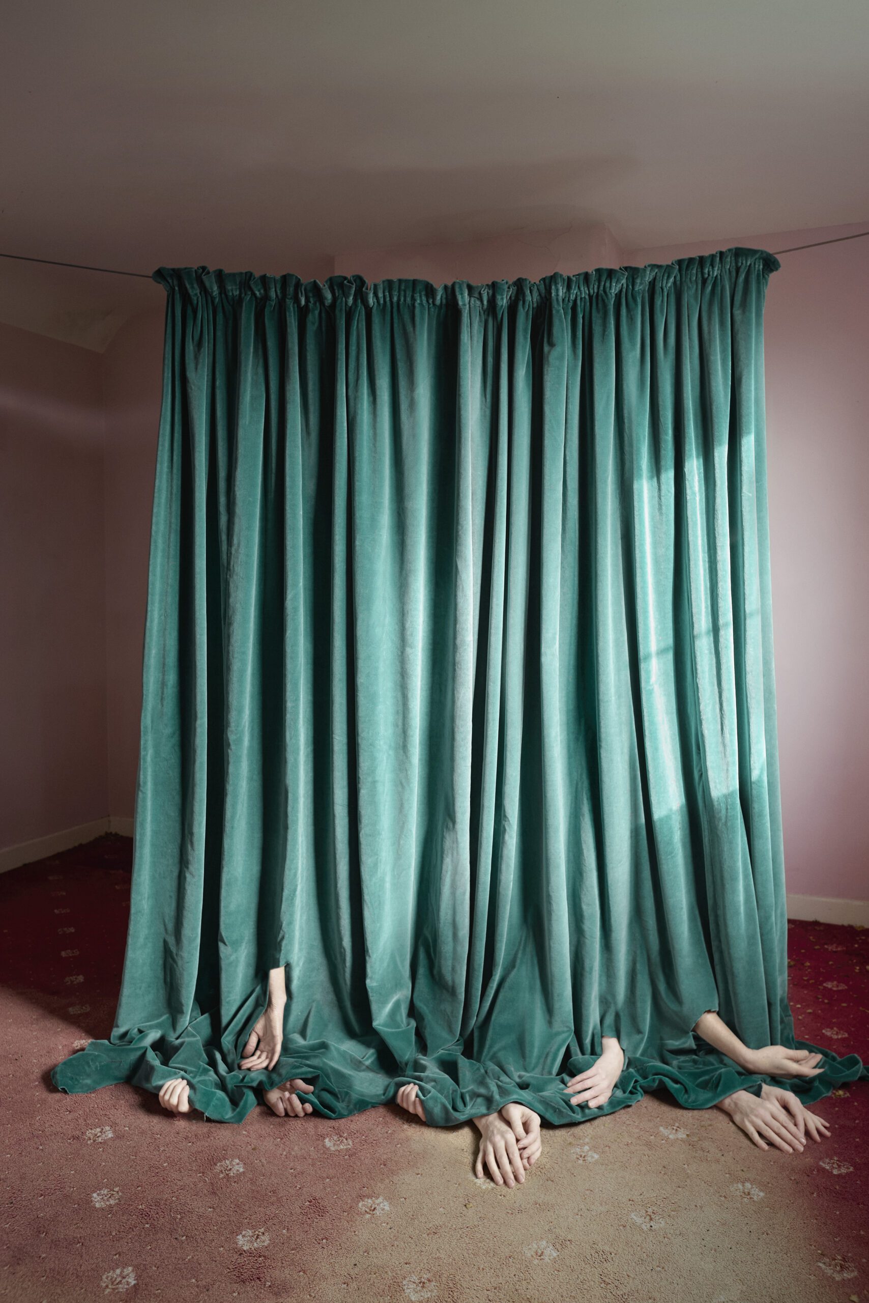 Blue Curtain with Hands, from the series Self Portraits in Pieces, 2024 - Messums: Org